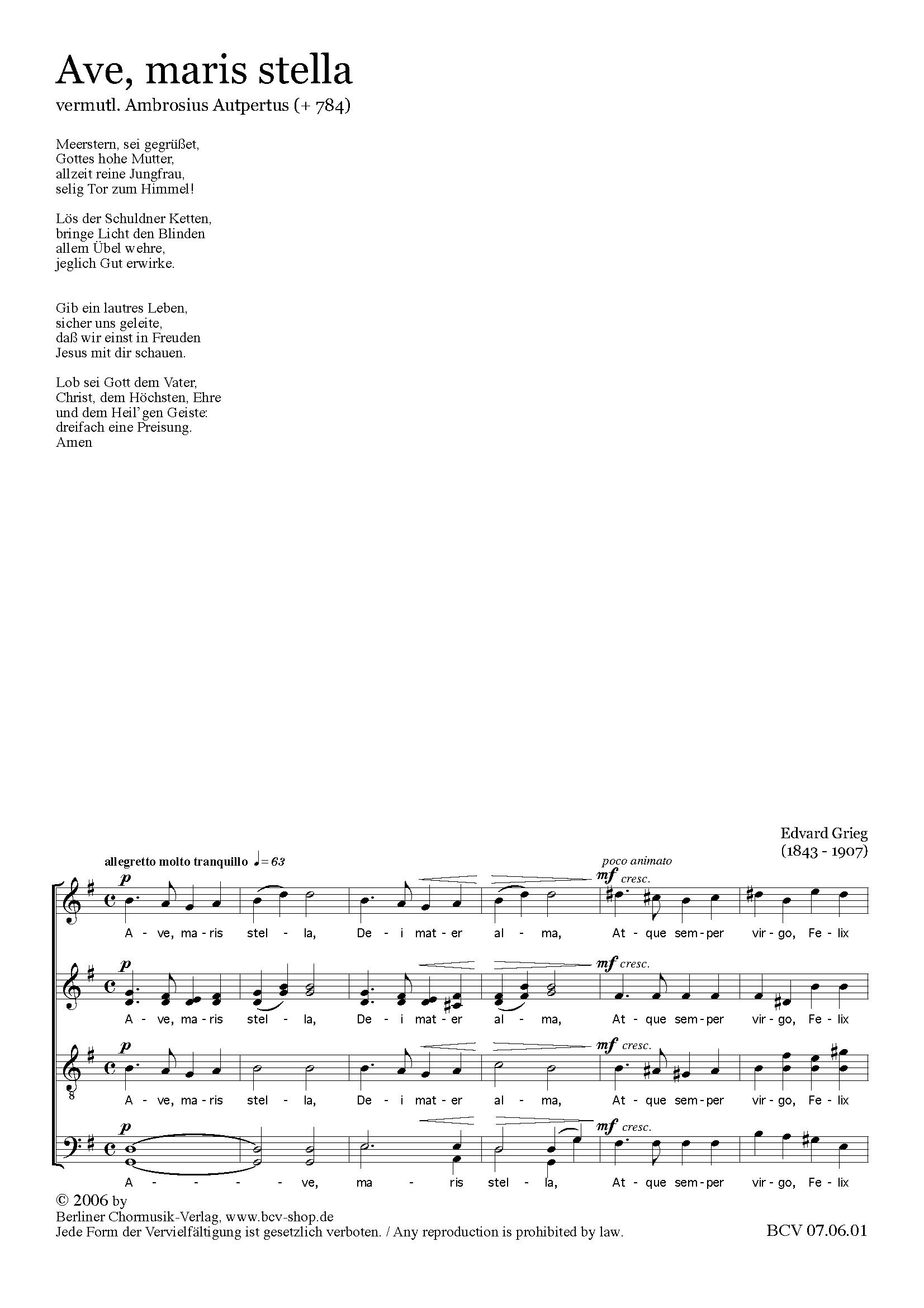 Ave maris stella - Edition Sonat-Verlag