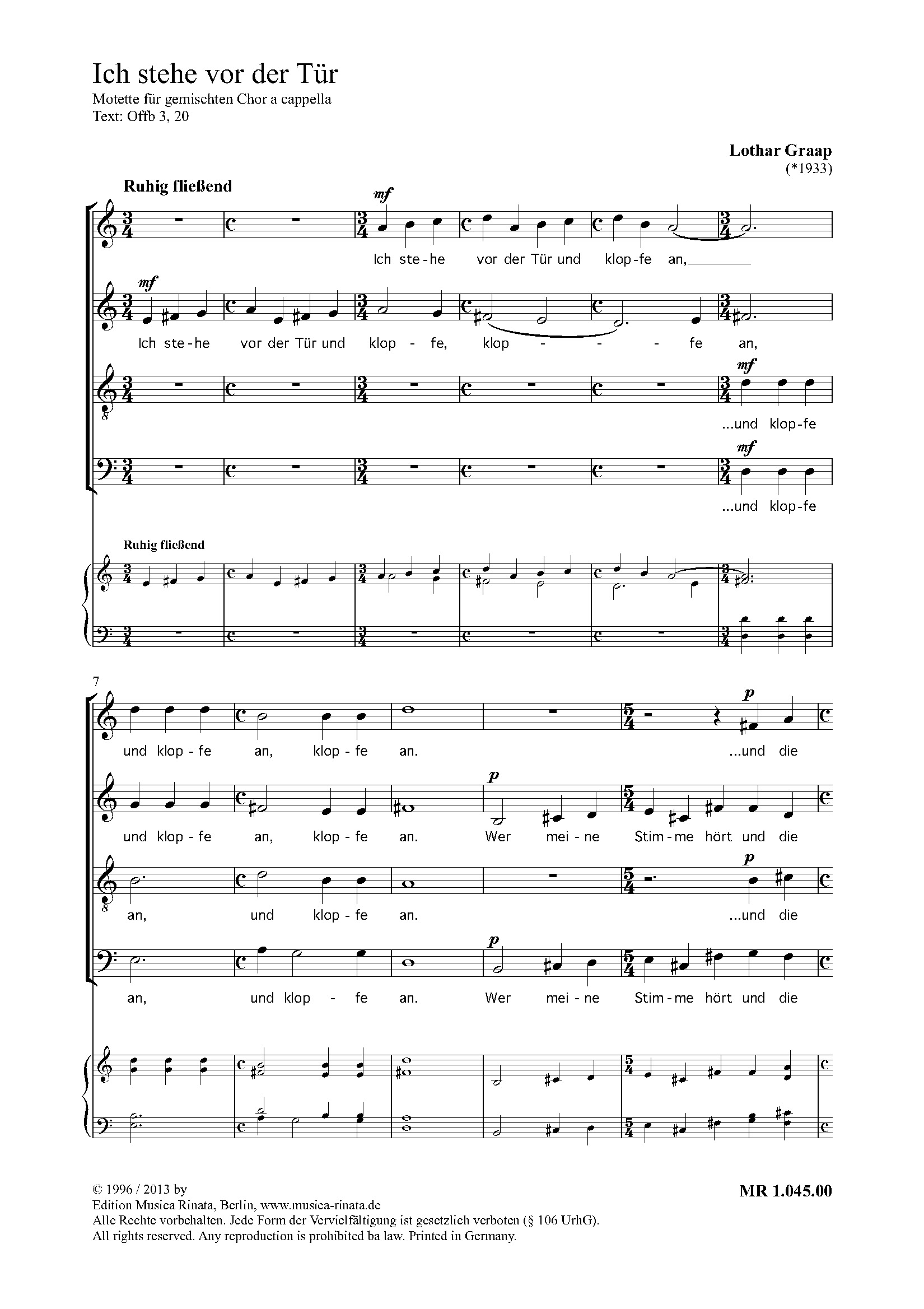 Ich stehe vor der Tür und klopfe an - Edition Sonat-Verlag