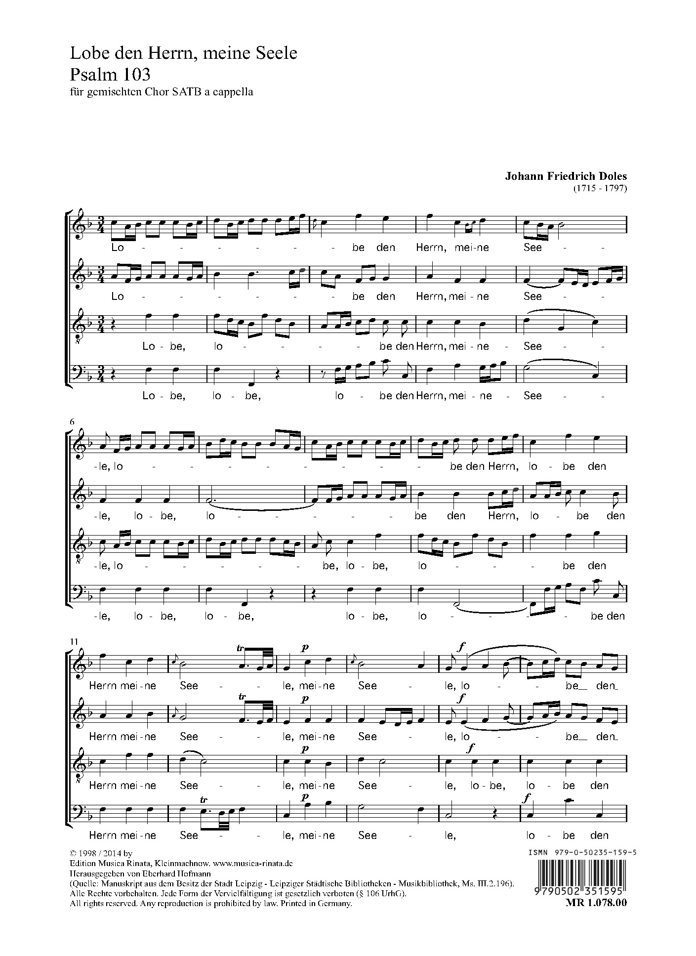 Lobe den Herrn meine Seele - Edition Sonat-Verlag