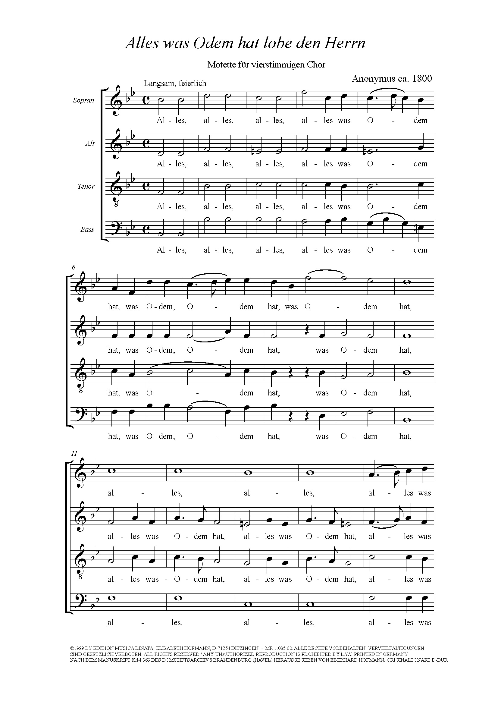 Alles, was Odem hat, lobe den Herrn - Edition Sonat-Verlag