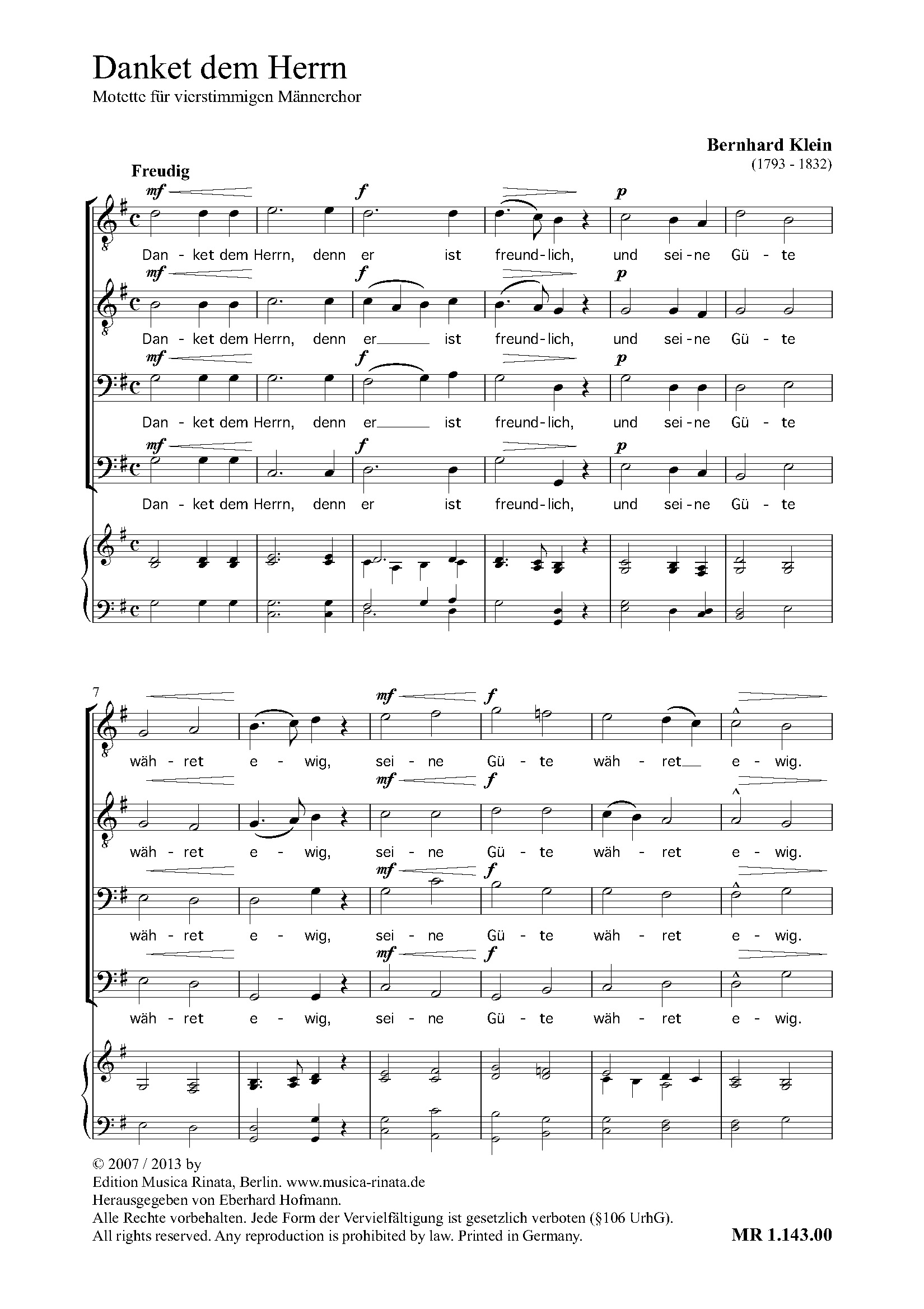 Danket dem Herrn, denn er ist freundlich - Edition Sonat-Verlag