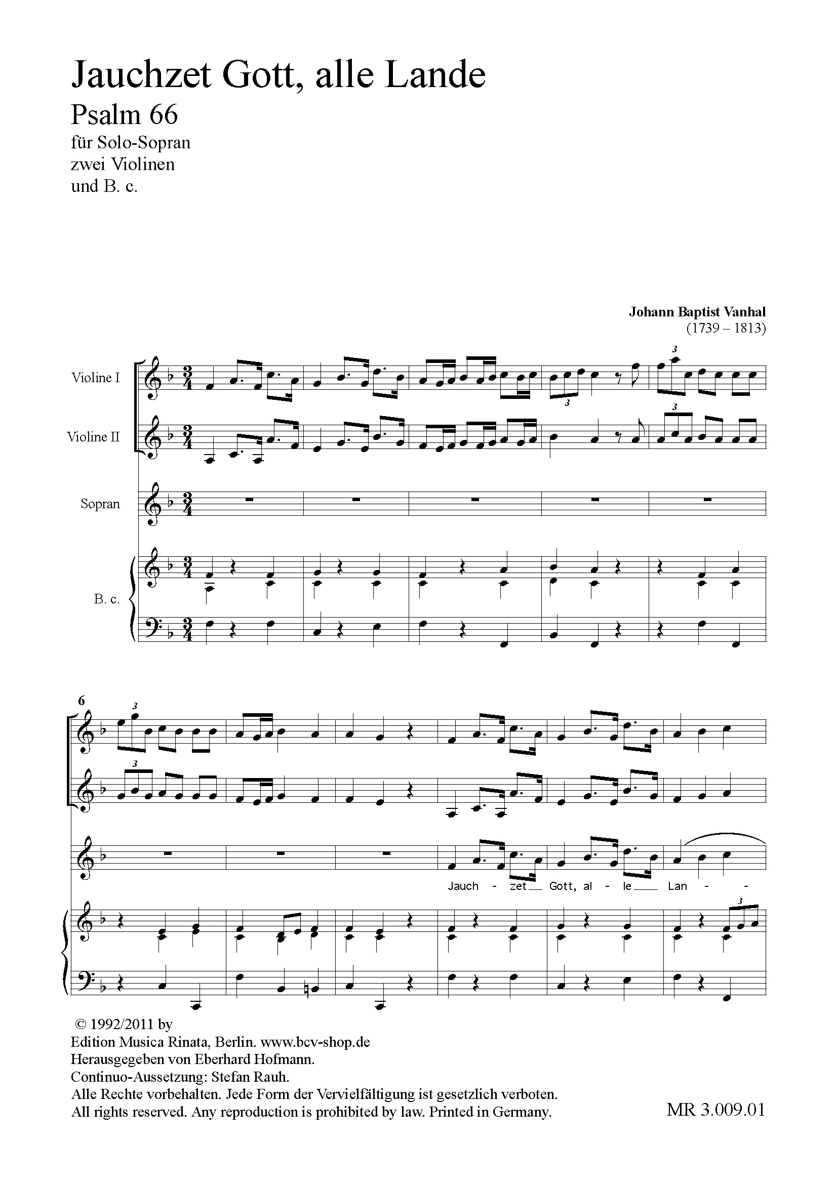 Jauchzet Gott alle Lande (PART) - Edition Sonat-Verlag