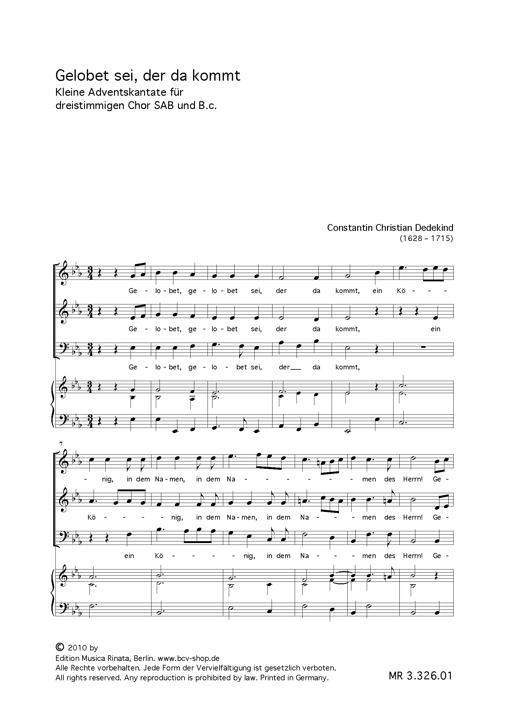 Gelobet sei, der da kommt (PART) - Edition Sonat-Verlag