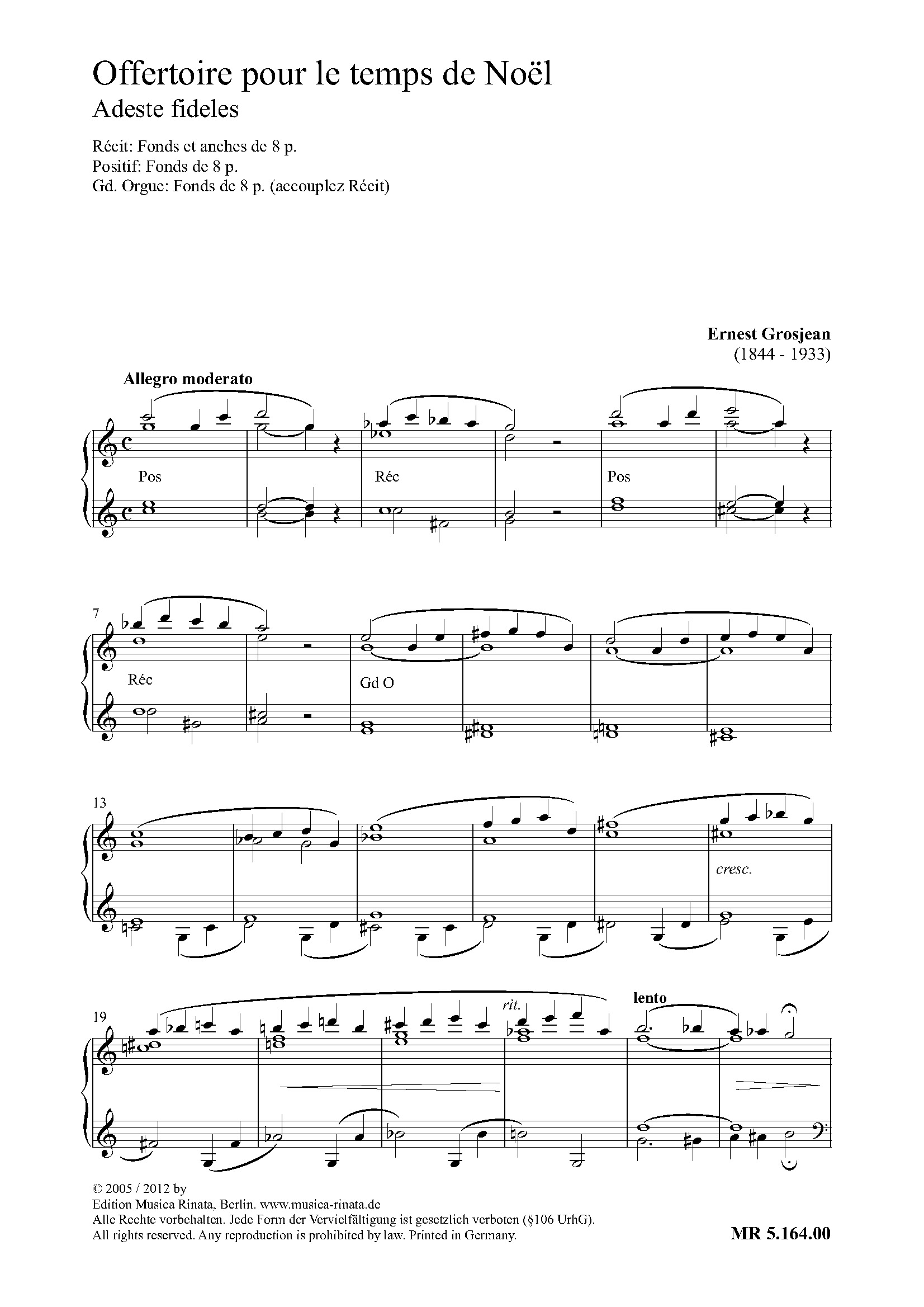 Offertoire pour le temps de Noel - Edition Sonat-Verlag